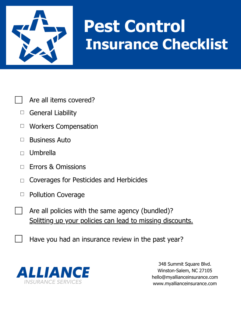 Insurance Checklist - Alliance Insurance Services
